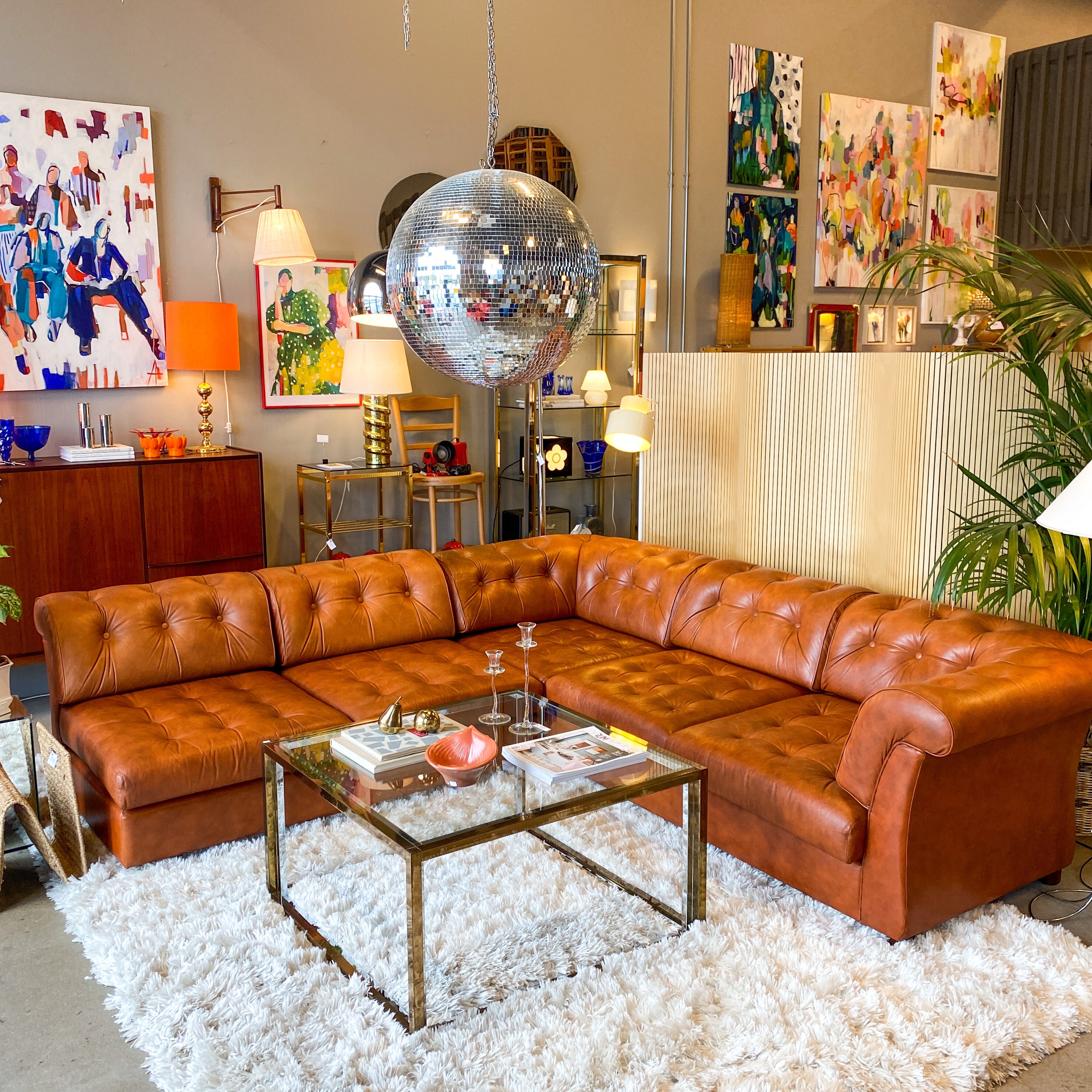 Modulsoffa i skinn - 5 delar | Vintagebyrån | Second hand Varberg