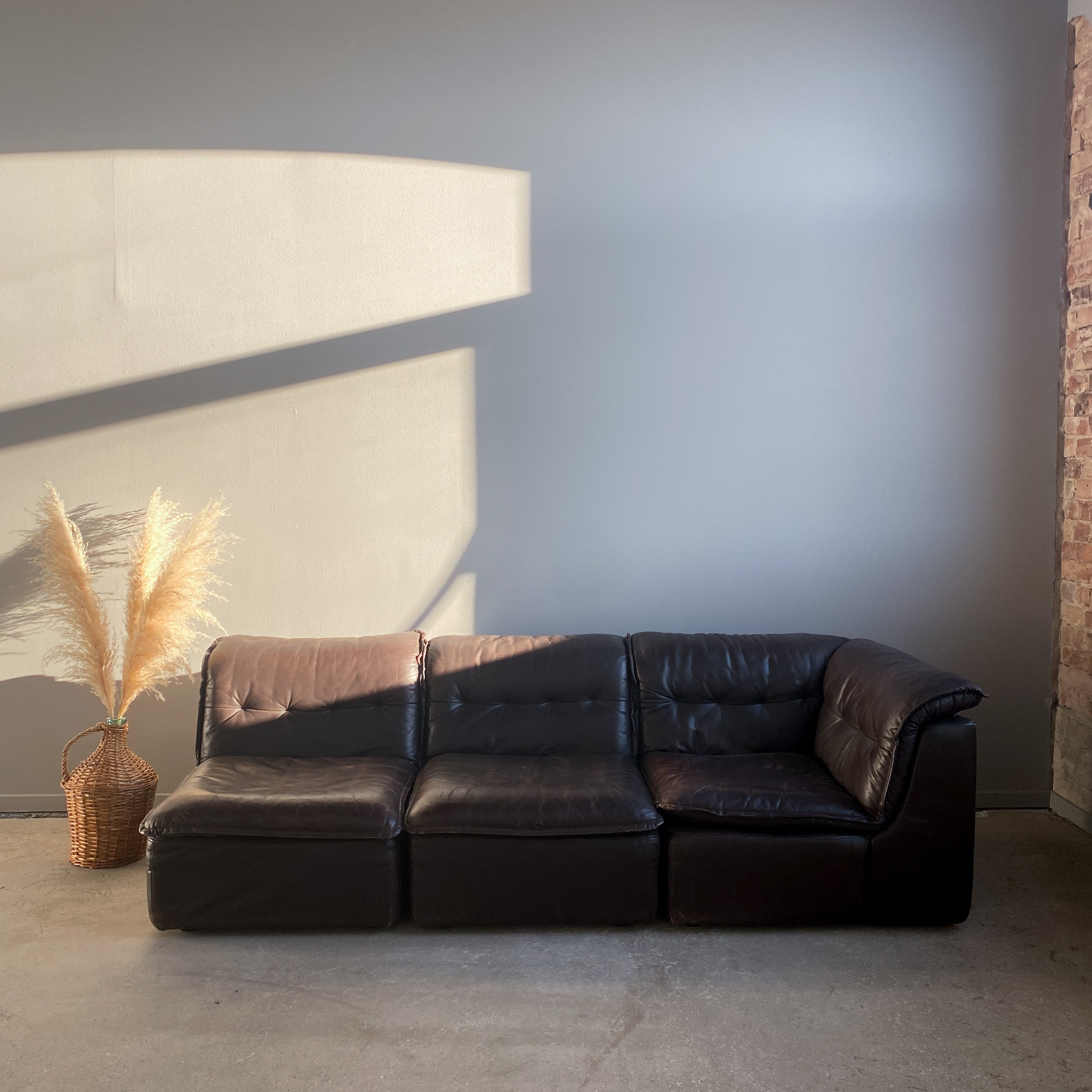 Modulsoffa i skinn - 3 delar | Vintagebyrån | Second hand Varberg